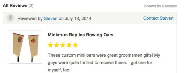 Miniature Replica Oars - wedding gifts - Rowperfect